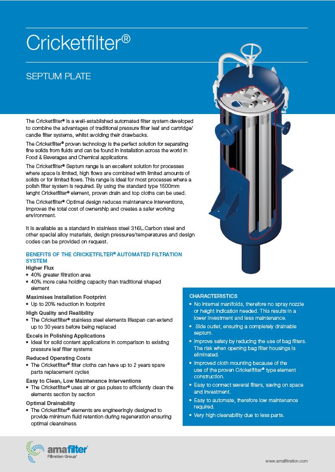 Product Datasheets % AMA Filtration