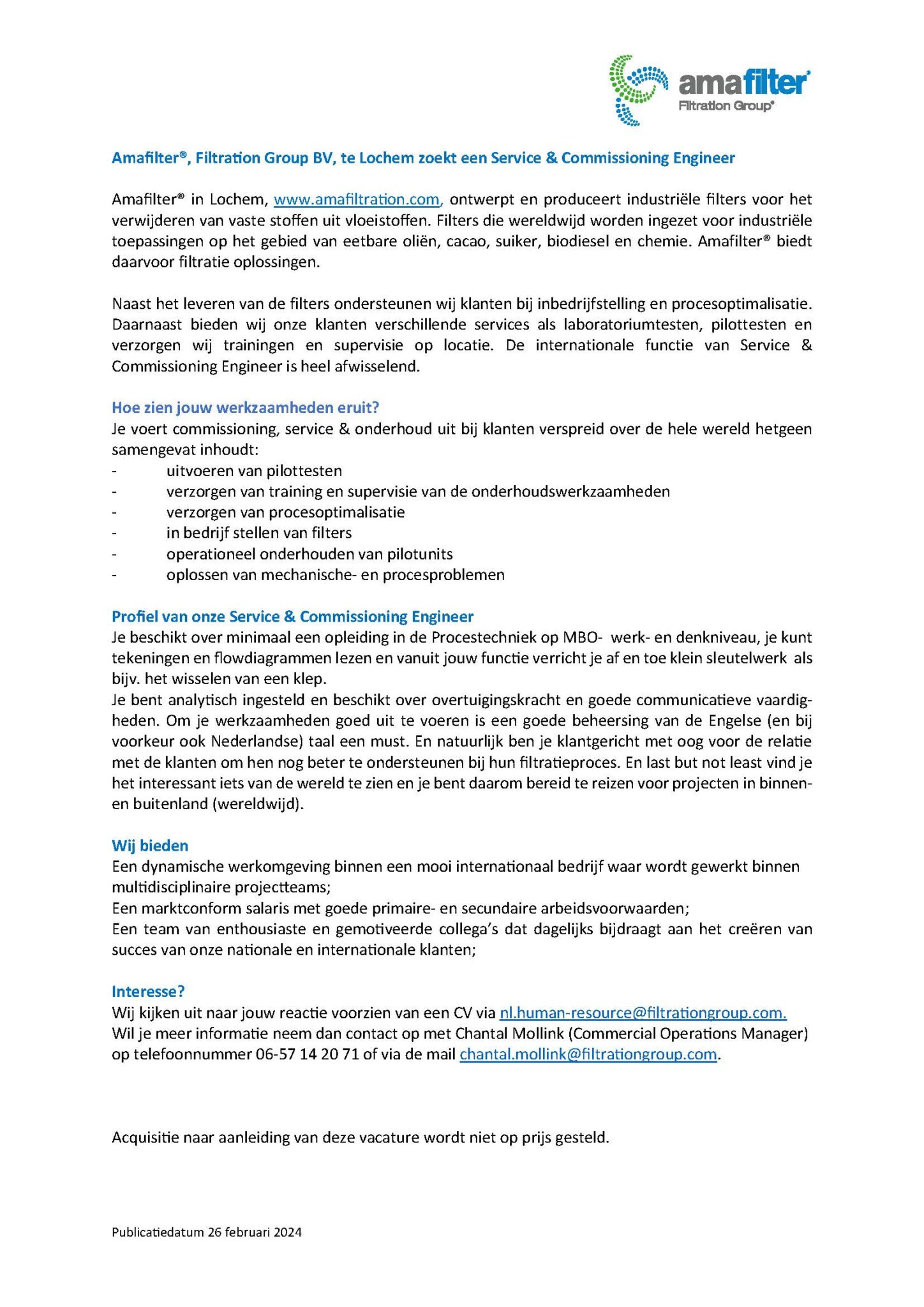 Service & Commissioning Engineer - AMA Filtration